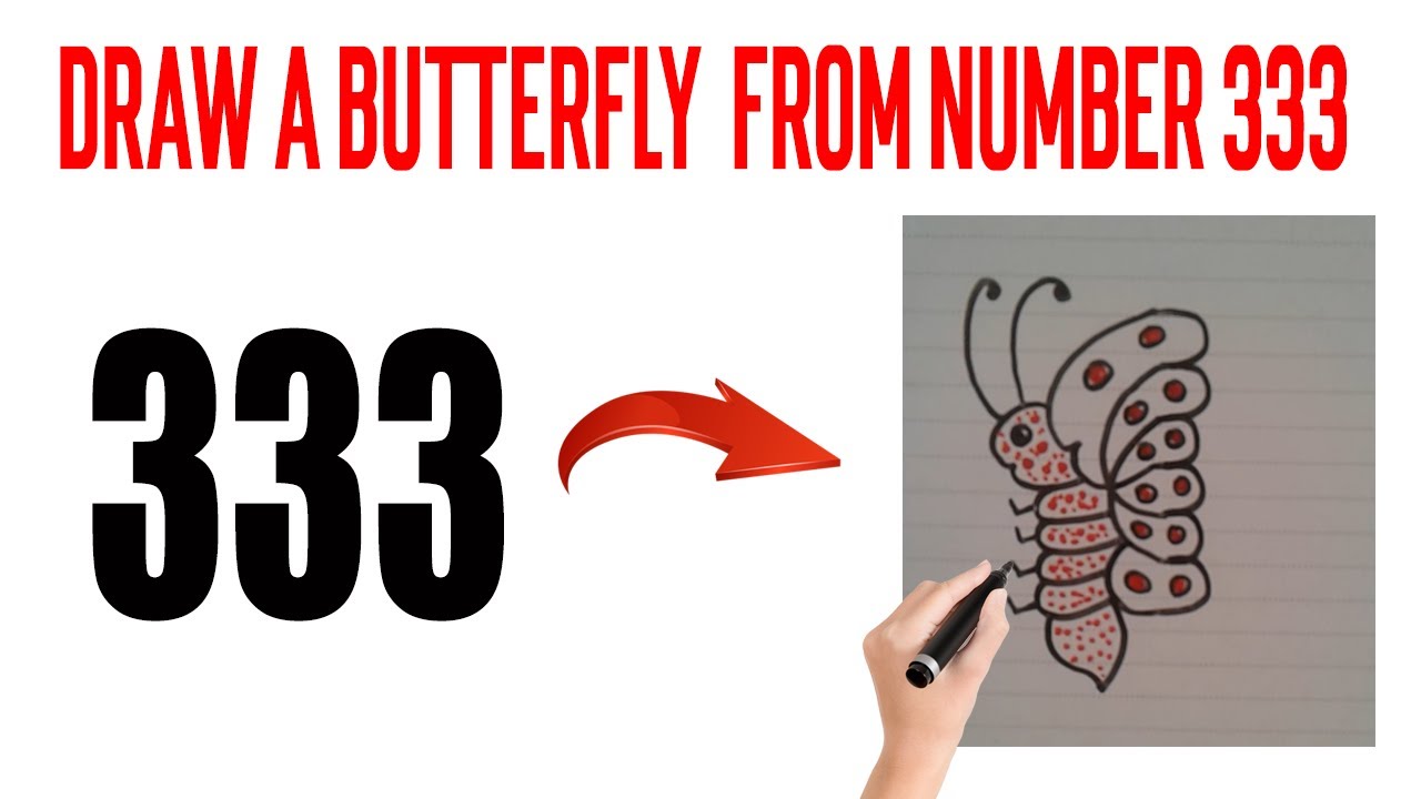 How to Draw a butterfly from Number 333 Step by Step || drawing by ...