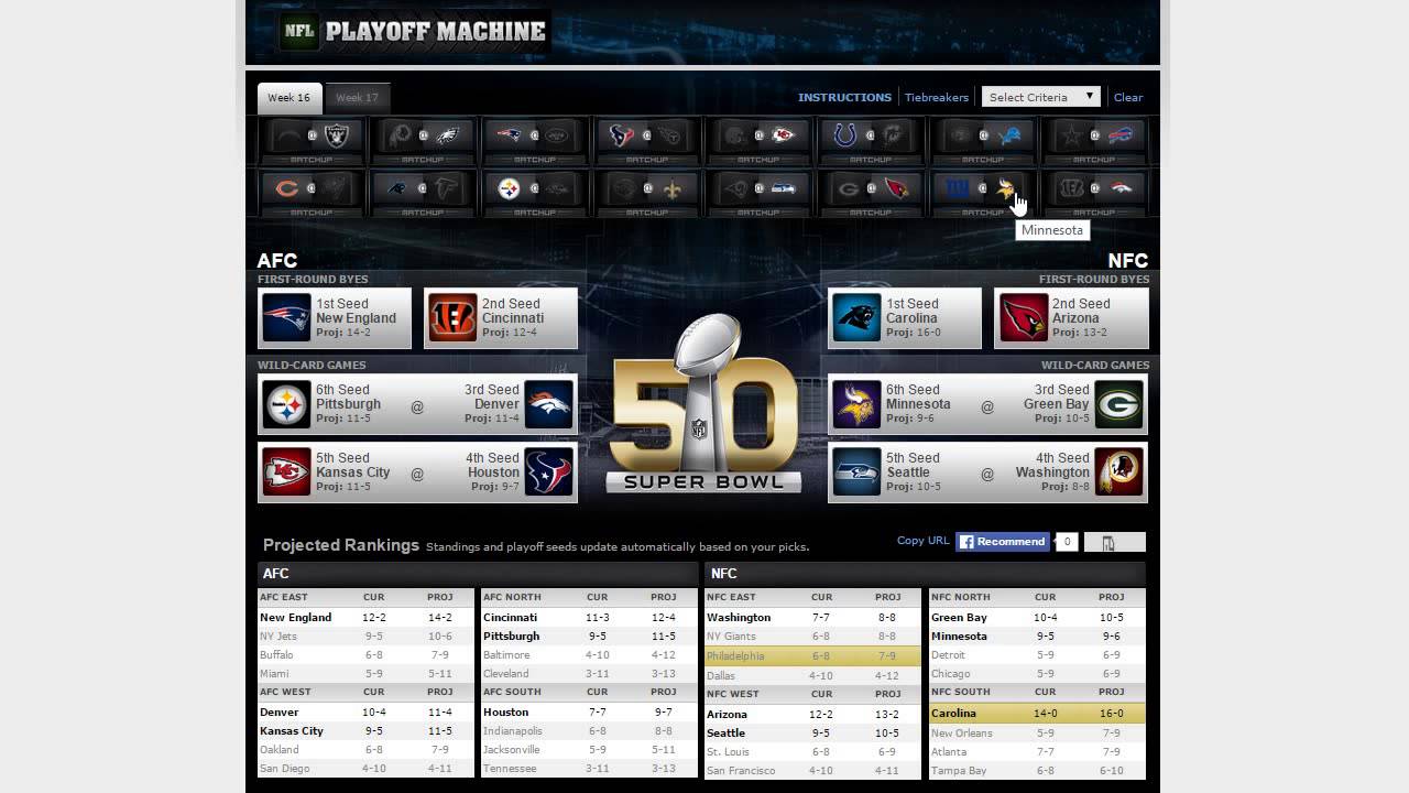 2015 NFL Playoff Machine: Week 16 - YouTube