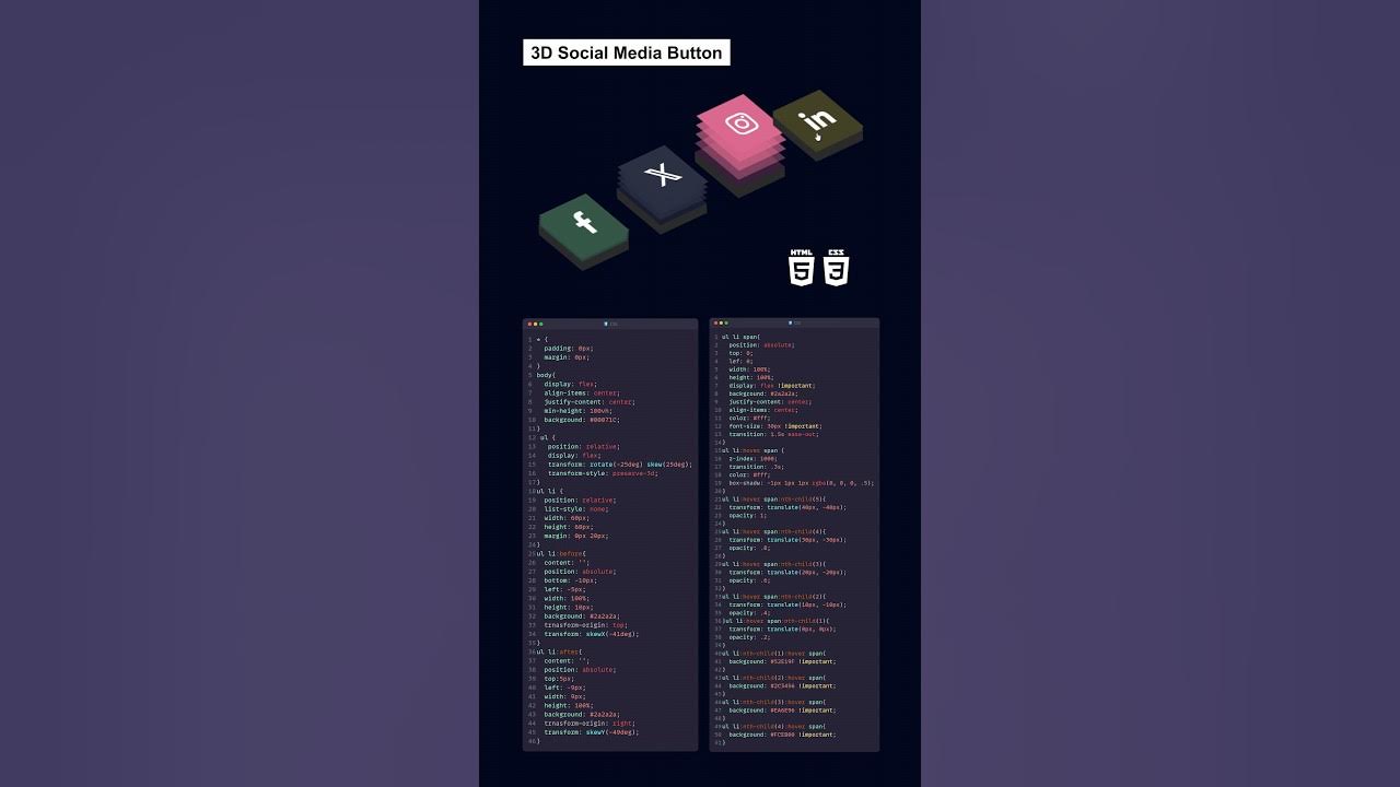 3d Social Media Button Html Css Only Htmlcss Frontend Development Youtube