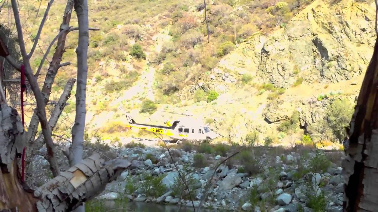 East Fork Rescue by Helicopter ! Azusa Canyon LA County Fire San ...
