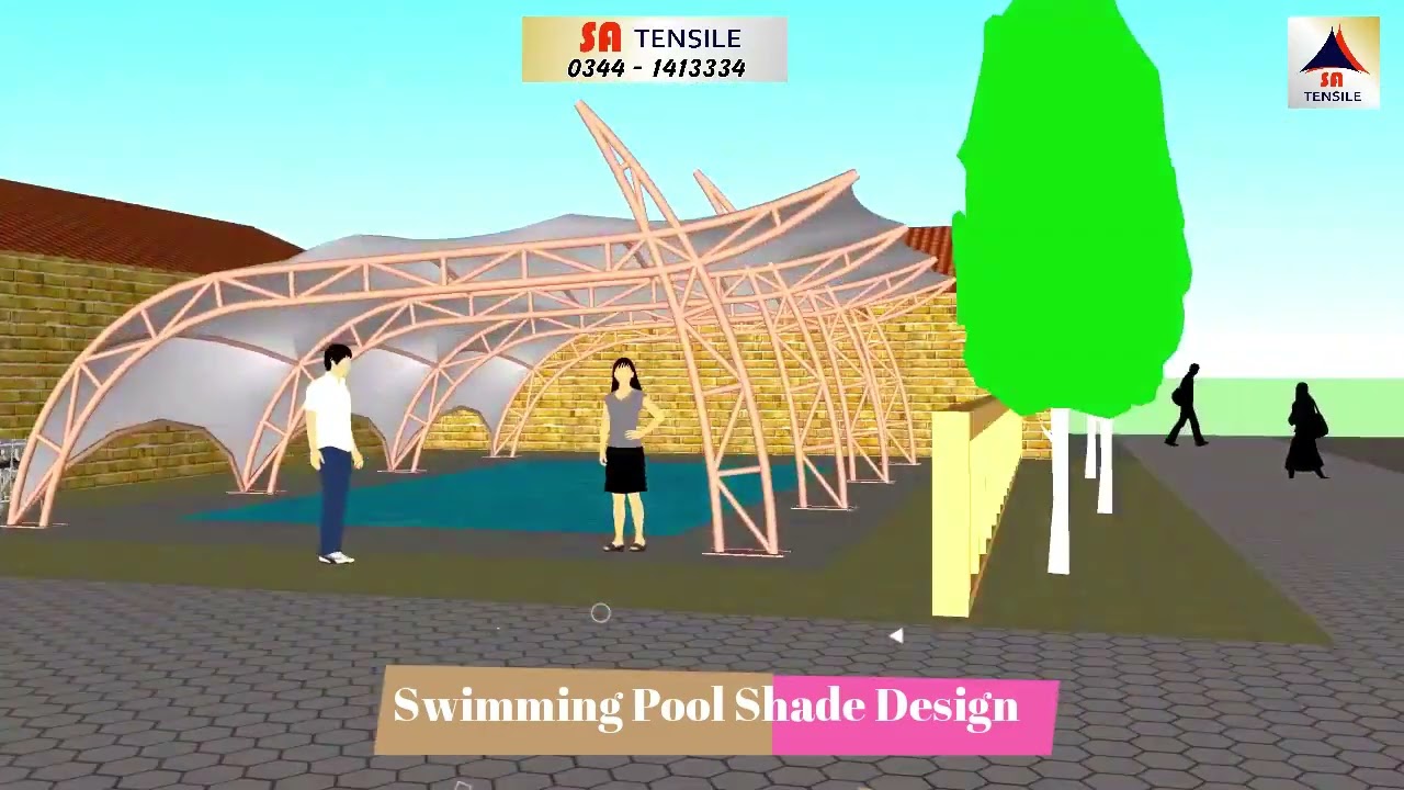 Swimming Pool Shade Design | #3ddesign PVC Fabric Swimming Pool Shed ...