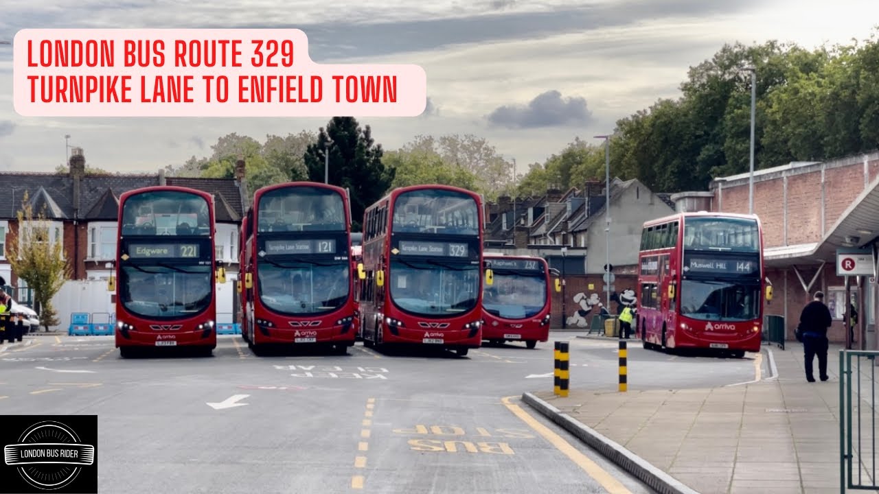🚌 London Bus Route 329: Journey from Turnpike Lane to Enfield Town! 🌳 ...