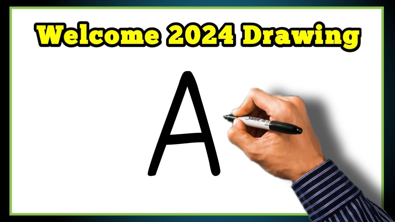 Welcome 2024 Drawing from A | New Year Drawing Easy | 2024 Drawing Step ...