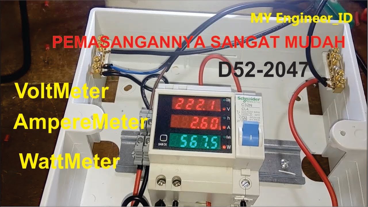 cara mudah pasang D52-2047 multi function meter ke MCB Box/Distribution Board - YouTube