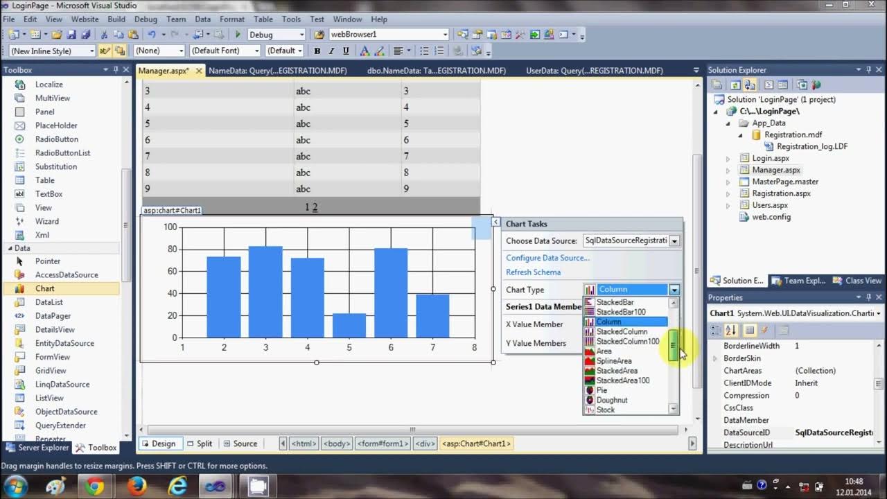 ASP NET Tutorial 9 How to Use Chart Control in ASP NET website using C# - YouTube