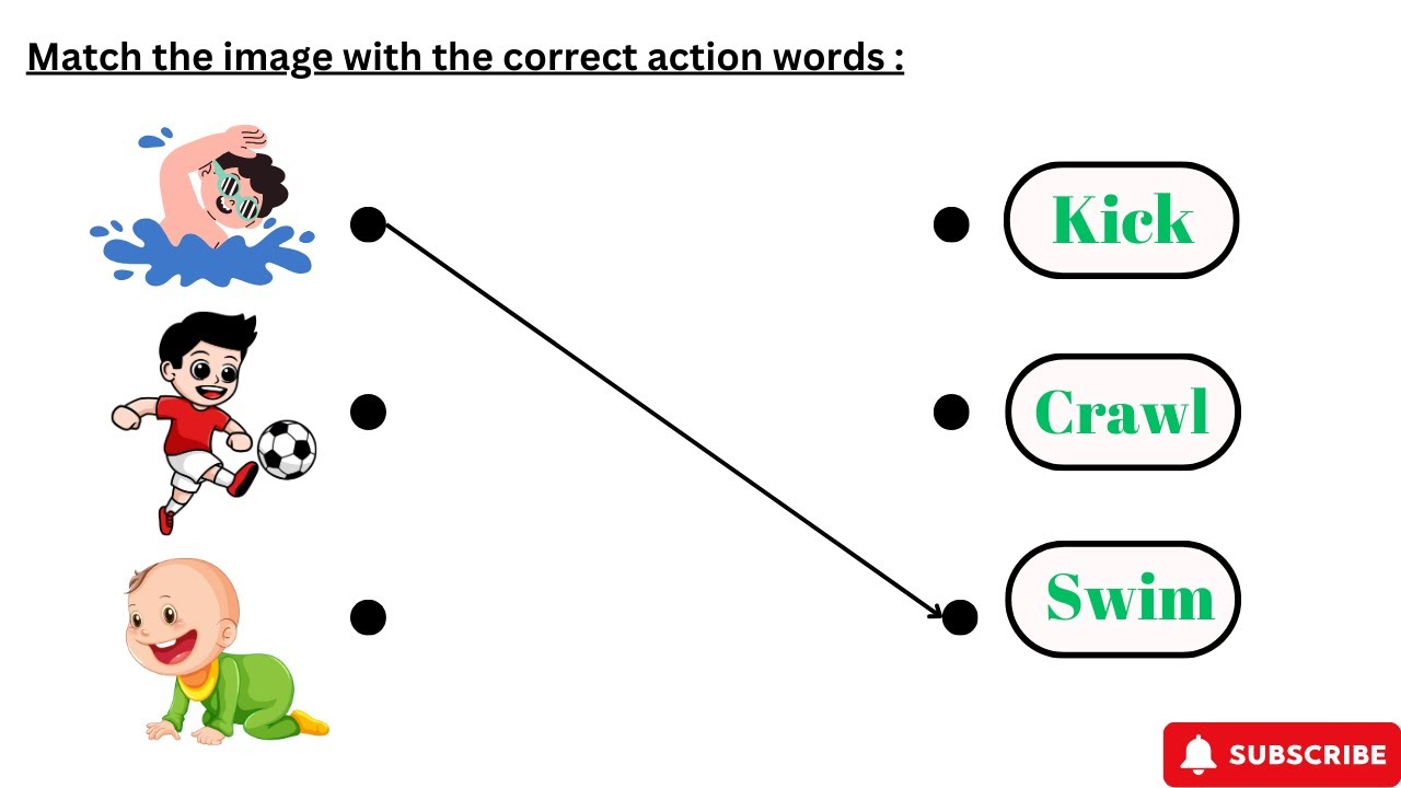 Match the following | Action words for kids | Preschool learning videos ...