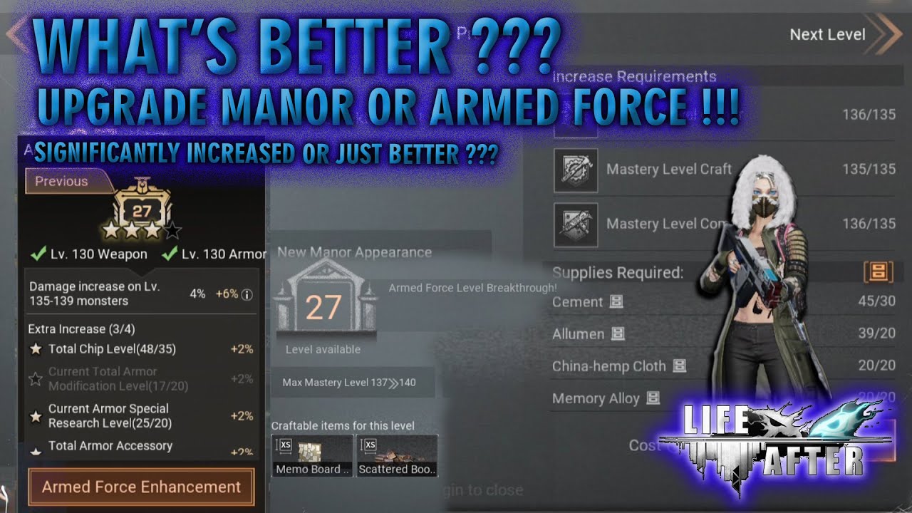 WHAT'S BETTER??? UPGRADE MANOR OR STAY WITH ARMED FORCE?? || LIFEAFTER ...