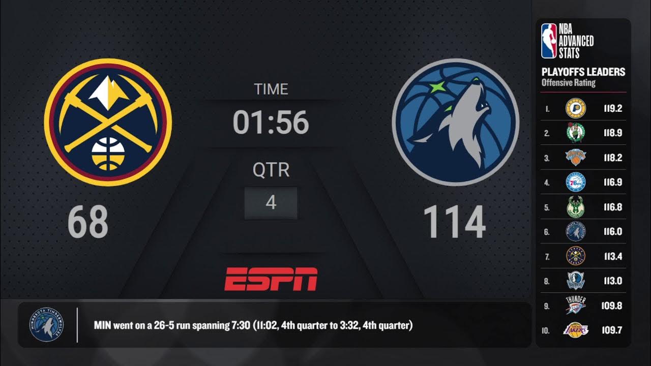 Denver Nuggets @ Minnesota Timberwolves | #NBAPlayoffs presented by Google Pixel Live Scoreboard ...