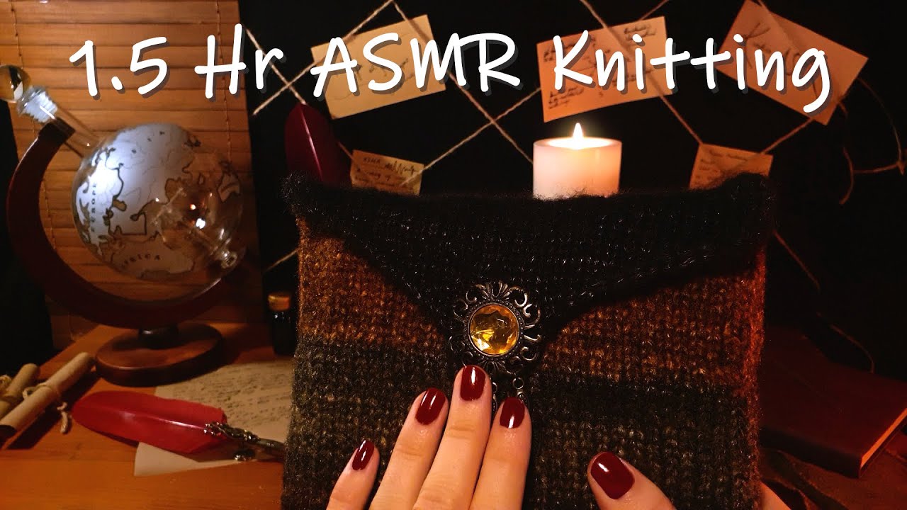 ASMR Knitting | 1.5 Hours, Book Cover with Ornate Clasp - Silence, No Talking - YouTube