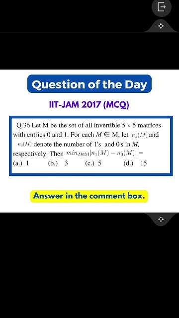 Question Of The Day Iit Jam Mathematics Iitjammathematics Iitjam2025 Iitjampyqs Youtube