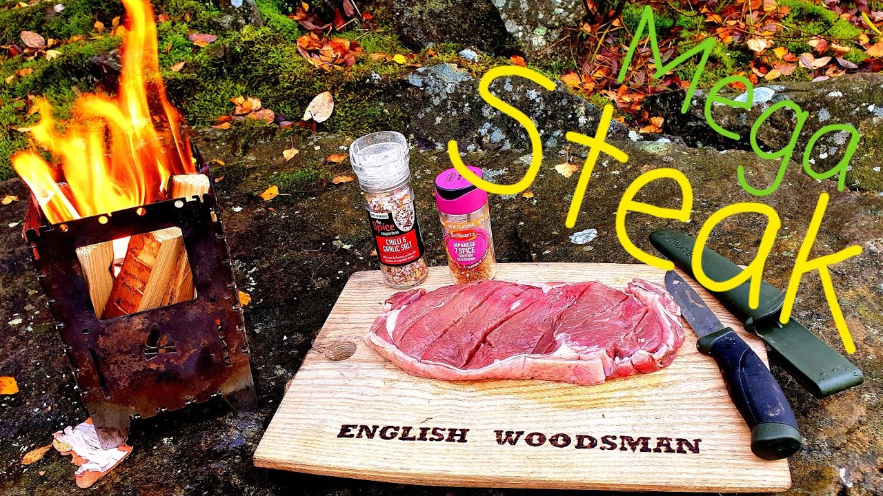 Cooking a Mega beef steak on my bushcraft essentials xl stove ...