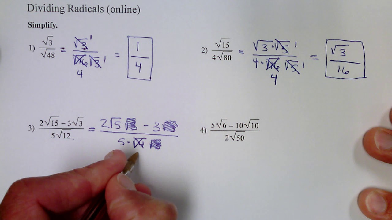 dividing radicals notes - YouTube
