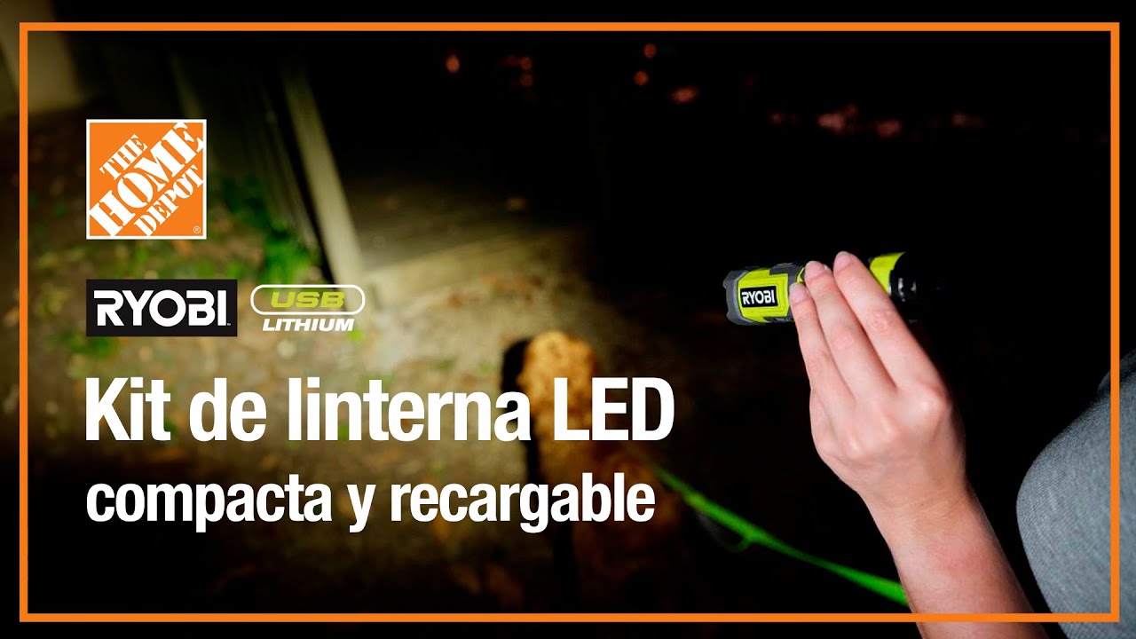 Kit de linterna LED compacta y recargable Ryobi USB Lithium - YouTube