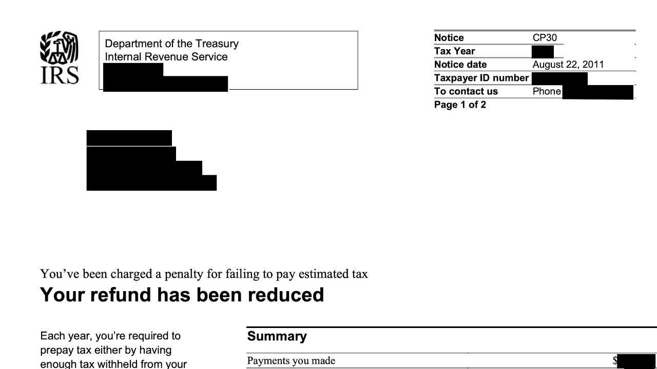 How to understand your CP30 Notice (The IRS charged a penalty for ...