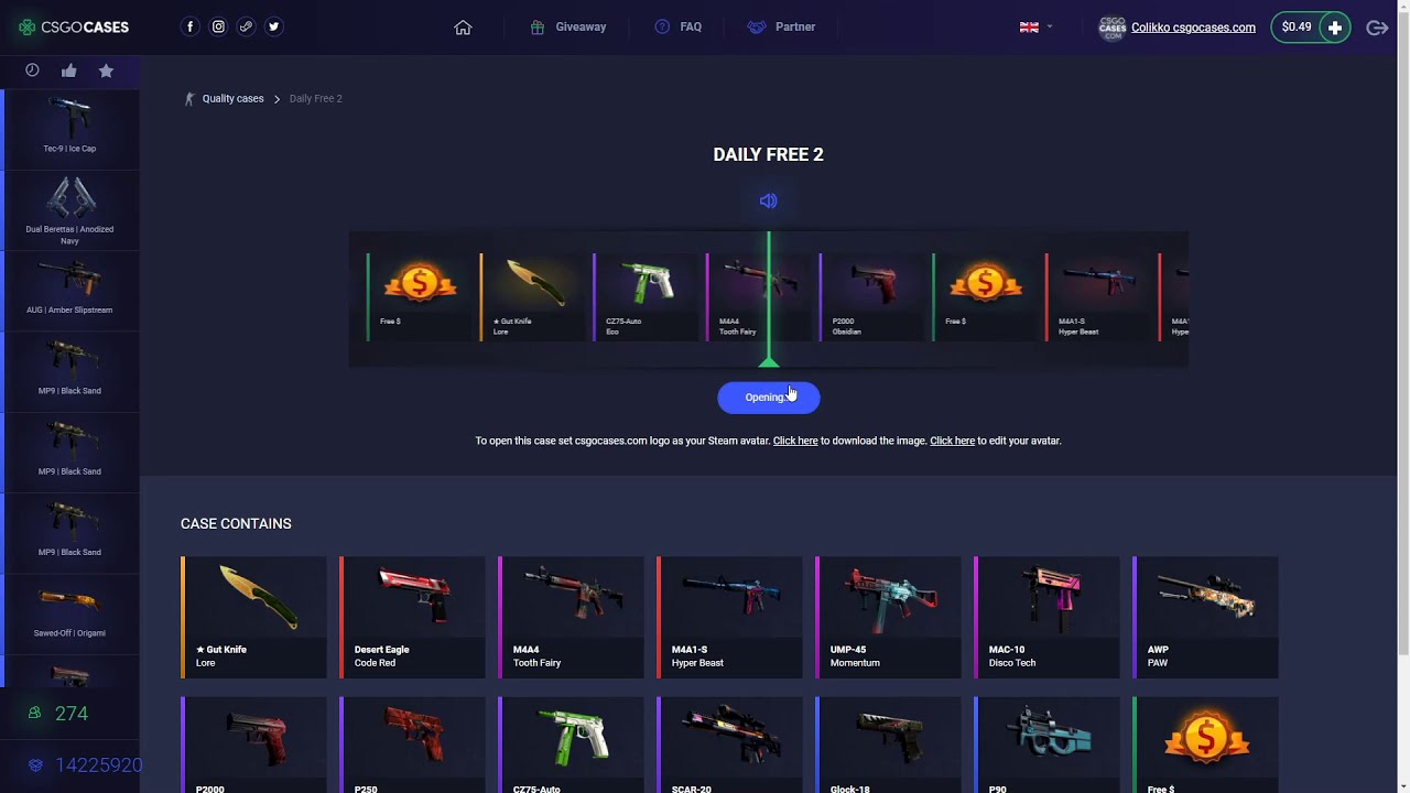 CSGOCASES.COM 15 free cases + some other cases! - YouTube