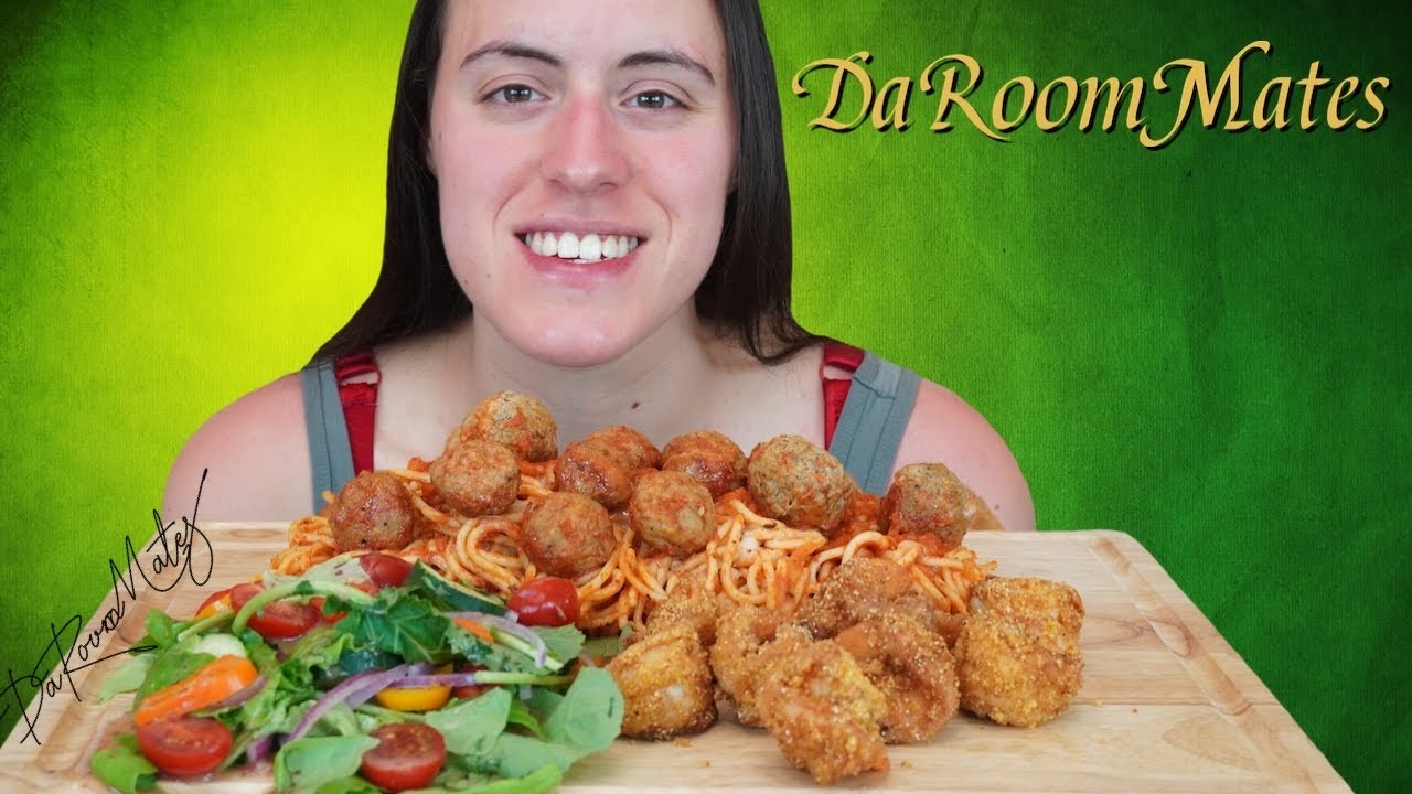 Watch Me Eat | Shrimp | Spaghetti | Salad | Mukbang Eating Show [ Fresh ...