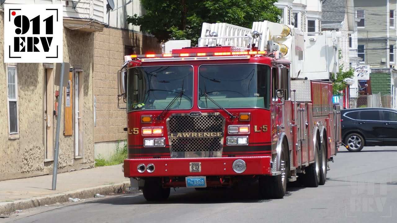 Lawrence Fire Truck Responding | Ladder 5 - YouTube