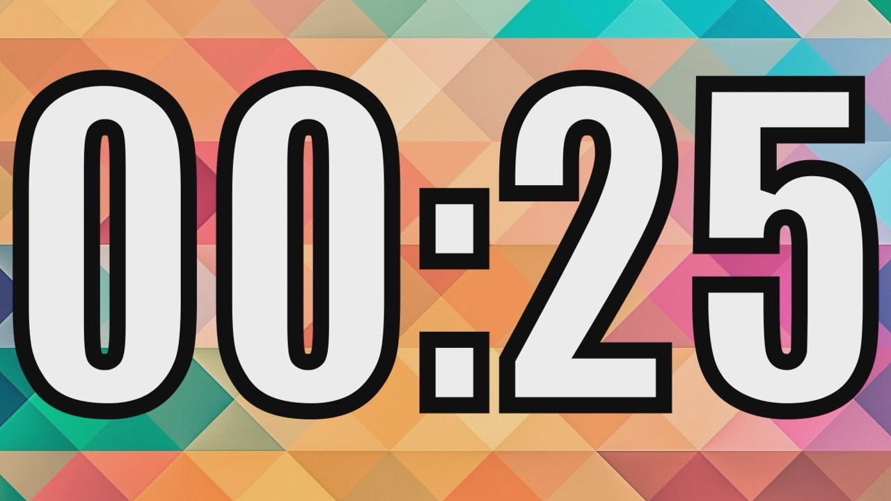 25 seconds timer with Colorful background. 25 seconds countdown with ...