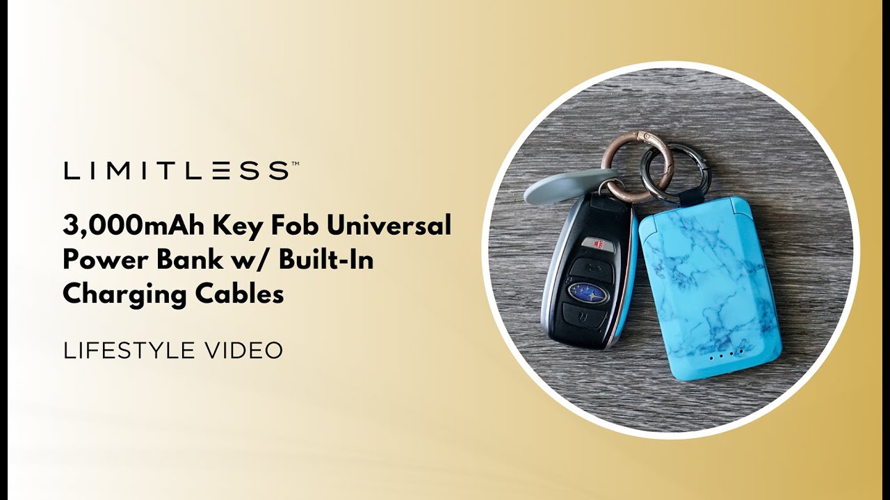 Limitless 3,000mAh Key Fob Universal Power Bank w/ Built-In Charging ...
