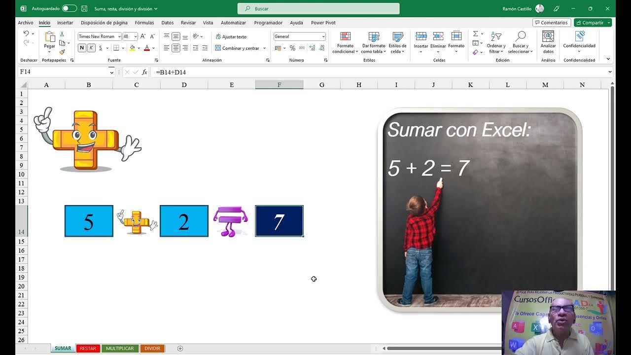 Sumar, restar, multiplicar y dividir en Excel - YouTube
