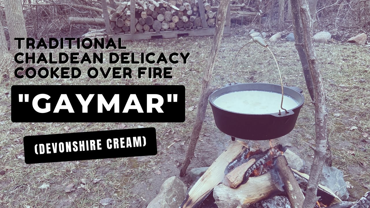 Traditional Iraqi Delicacy Gaymar (Devonshire Cream) Made Over Fire ...