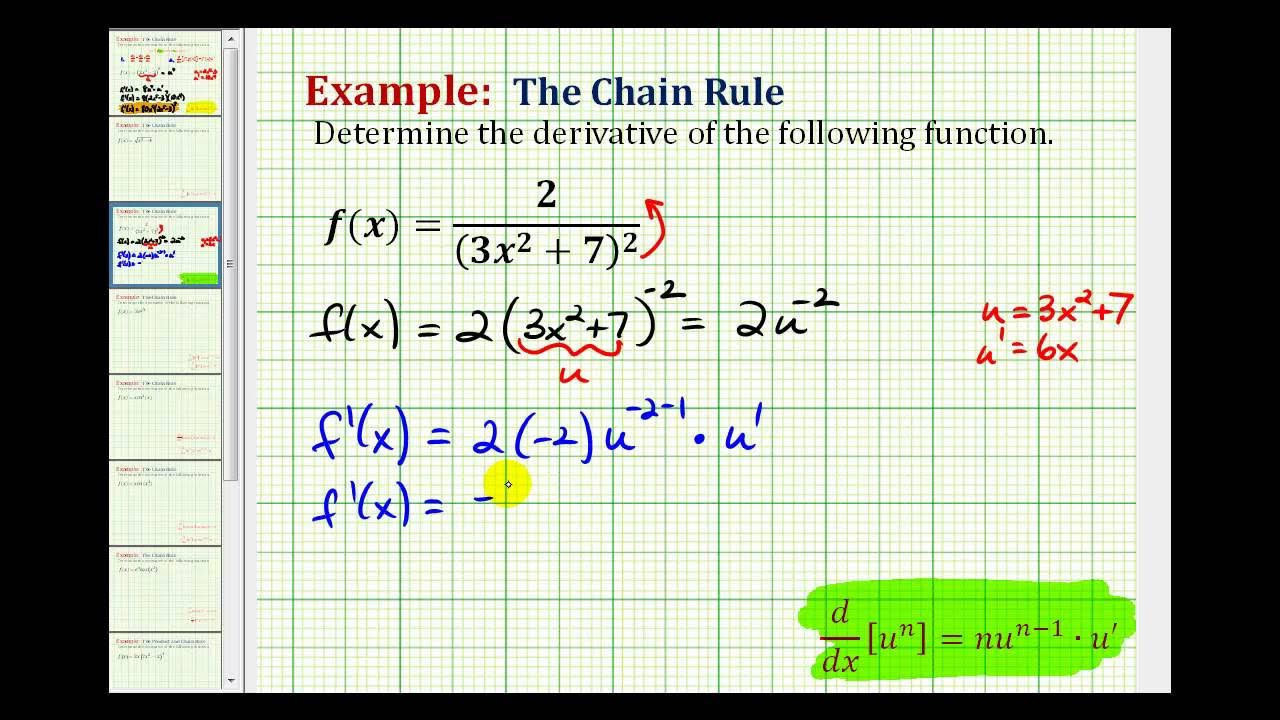 Ex 3: Determine a Derivative using The Chain Rule - YouTube