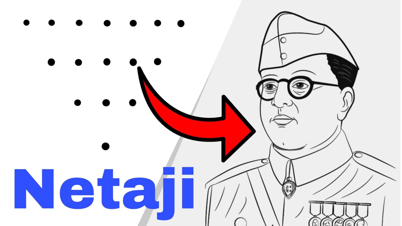 Netaji Subash Chandra Bose Drawing | How to Draw Netaji With Dots ...