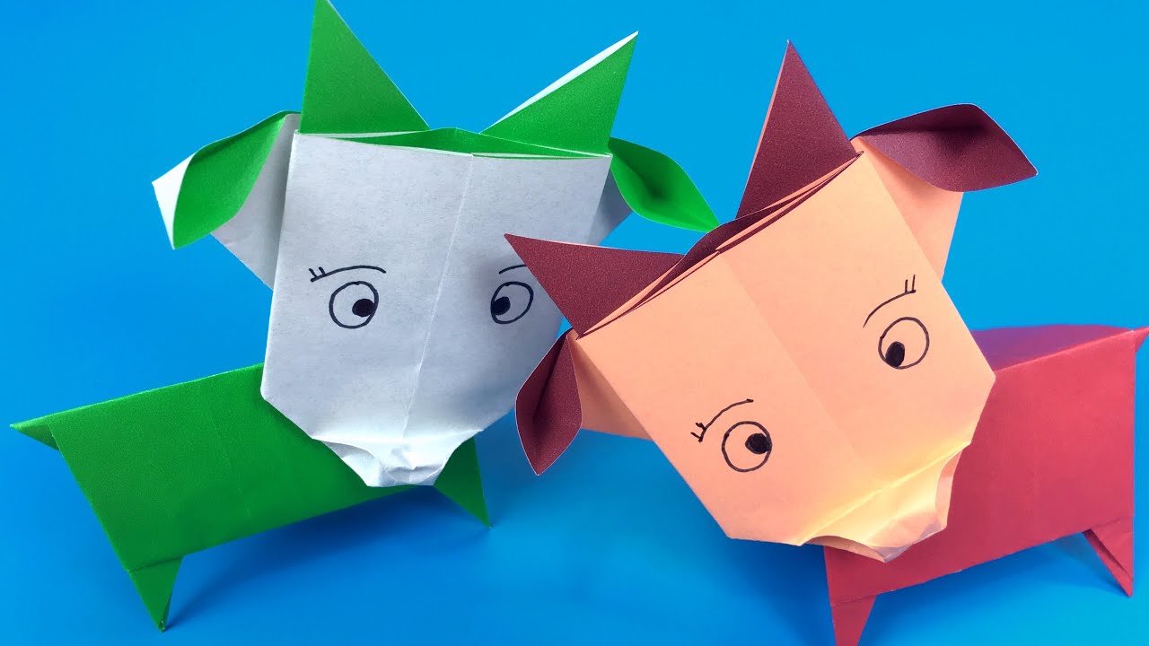 How to origami baby cow 🟩 make a mog or calf out of a paper - YouTube