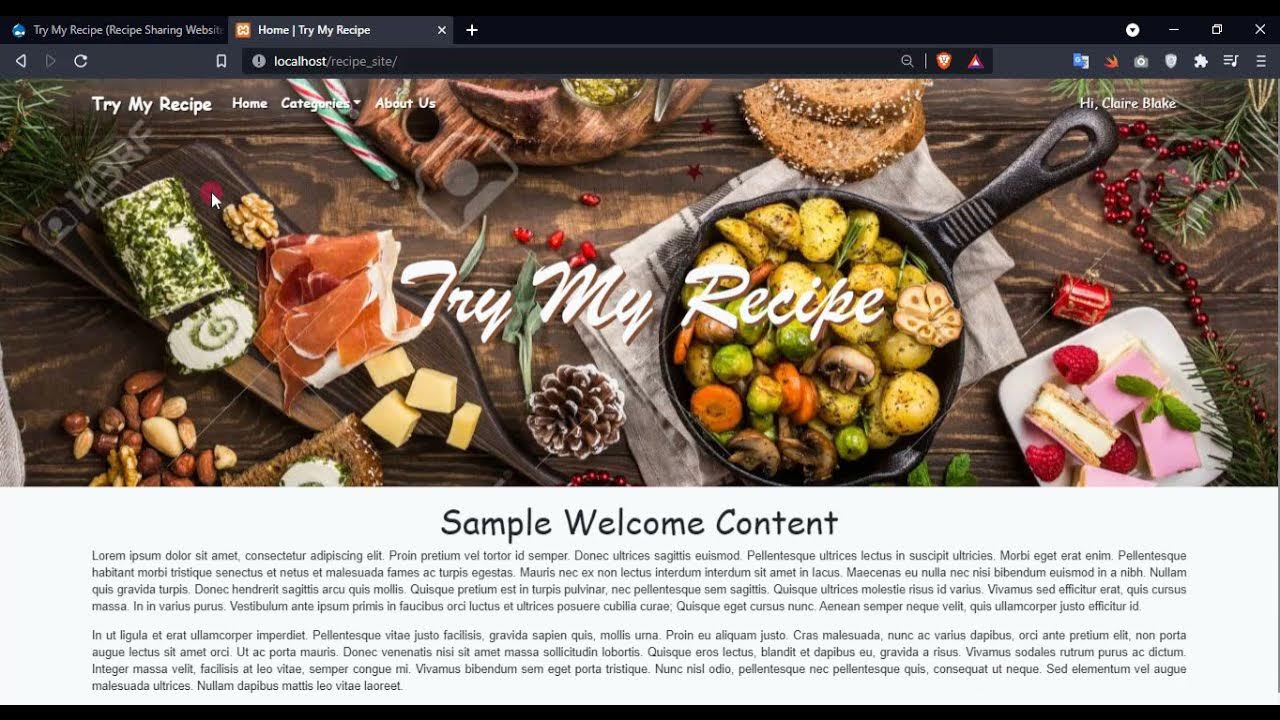 Try My Recipe Recipe Sharing Website CMS in PHP DEMO - YouTube