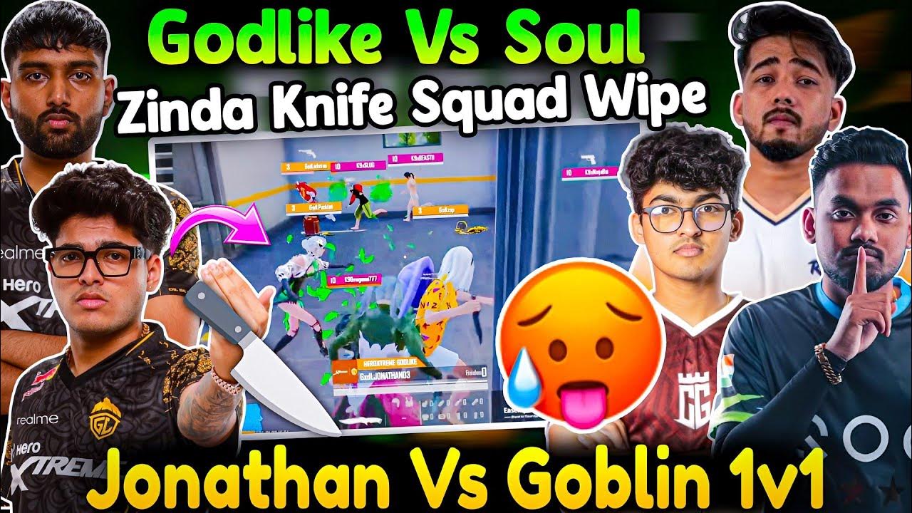 🇮🇳GodLike vs IQOOSoul😱 Jonathan vs Goblin 1v1🥵 Zinda knife K9 Squad🔪 - YouTube