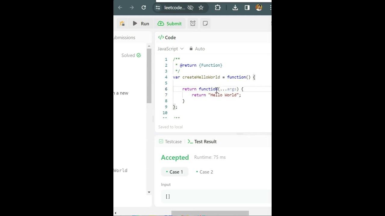 Day 01 30 Javascript Question Leetcode 2667 Create Hello World Shorts Youtube