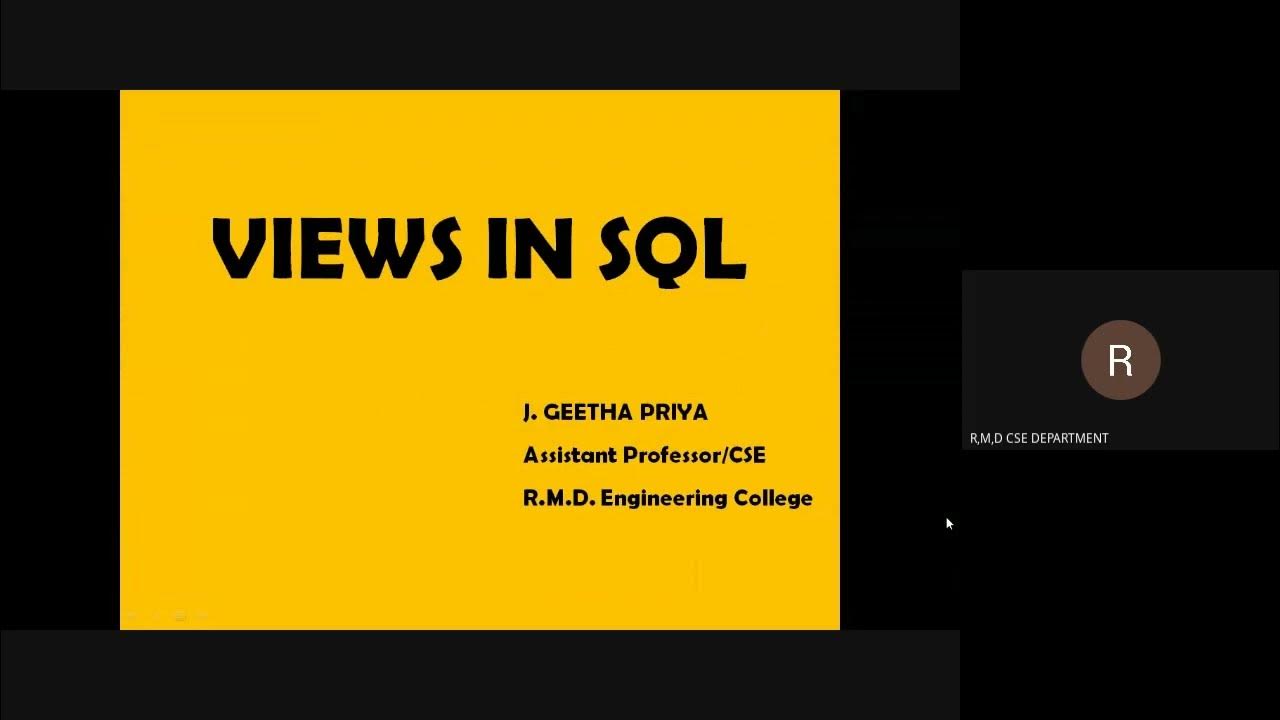 Views in SQL | Database Management Systems, Mrs. J. Geetha Priya, AP/CSE, RMDEC - YouTube