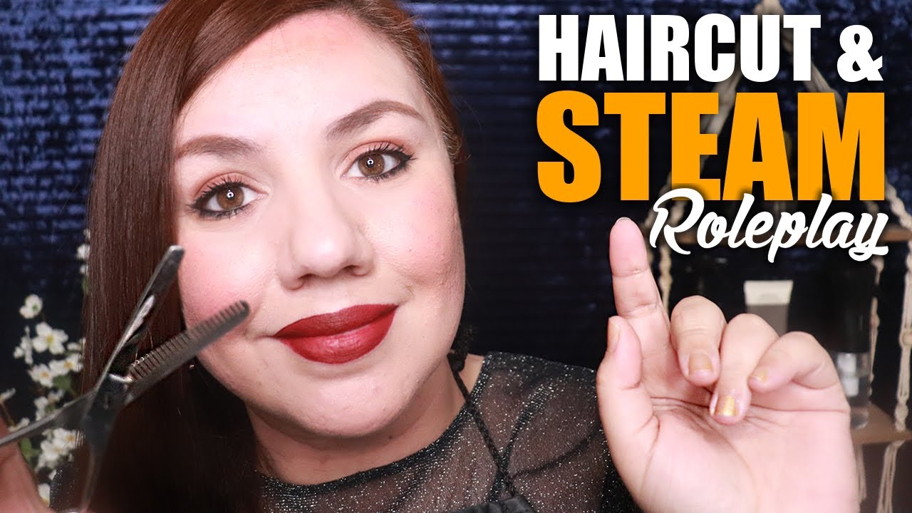 Pampering ASMR Haircut and Steam Treatment / Scissors and Spray Sounds ...