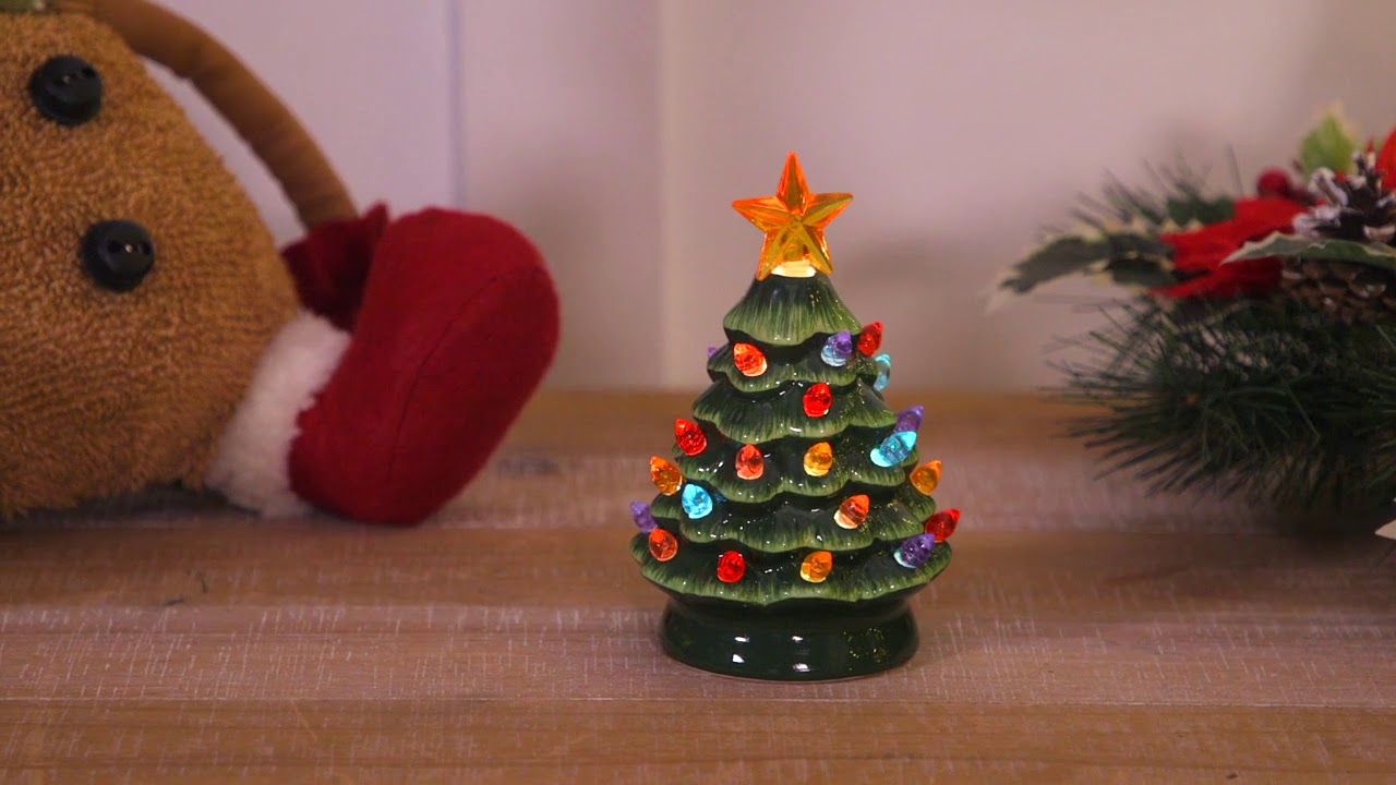 Mini Ceramic LED Tree (P3948) from Evergreen - YouTube