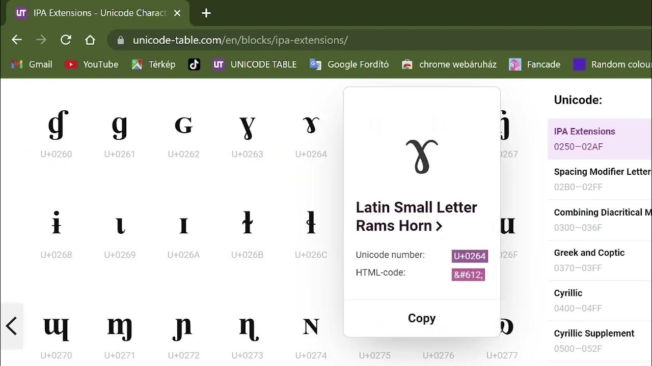 unicode table - YouTube