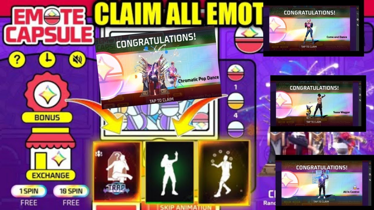 Free Fire Emote Capsule Me Kitna Diamond Lagega | Spin Lol + Throne ...