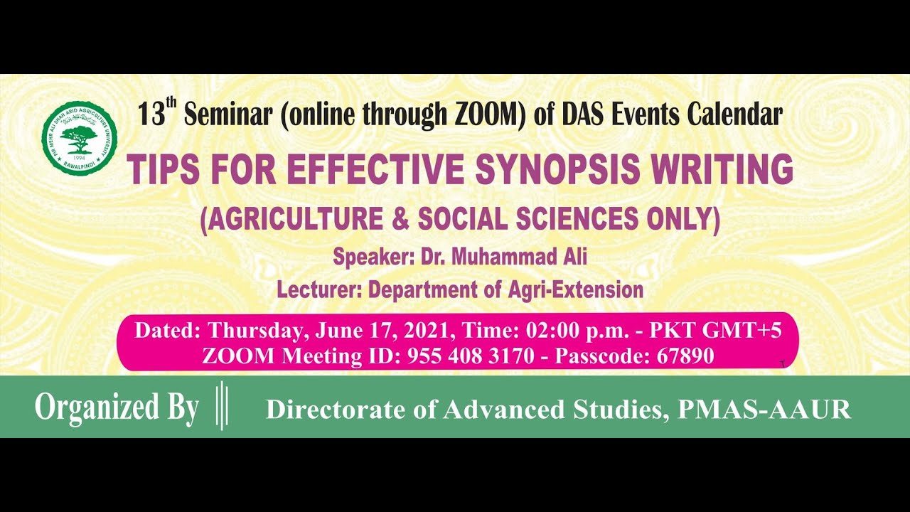 (Seminar 13) Tips for Effective Synopsis Writing Agri and Social ...