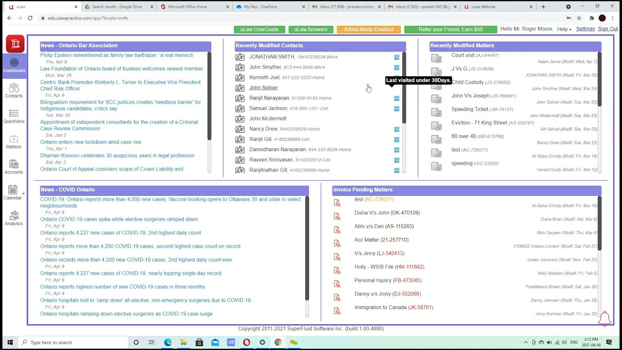 uLaw Webinar - 8th April 2021 "uLaw Practice management and Legal ...