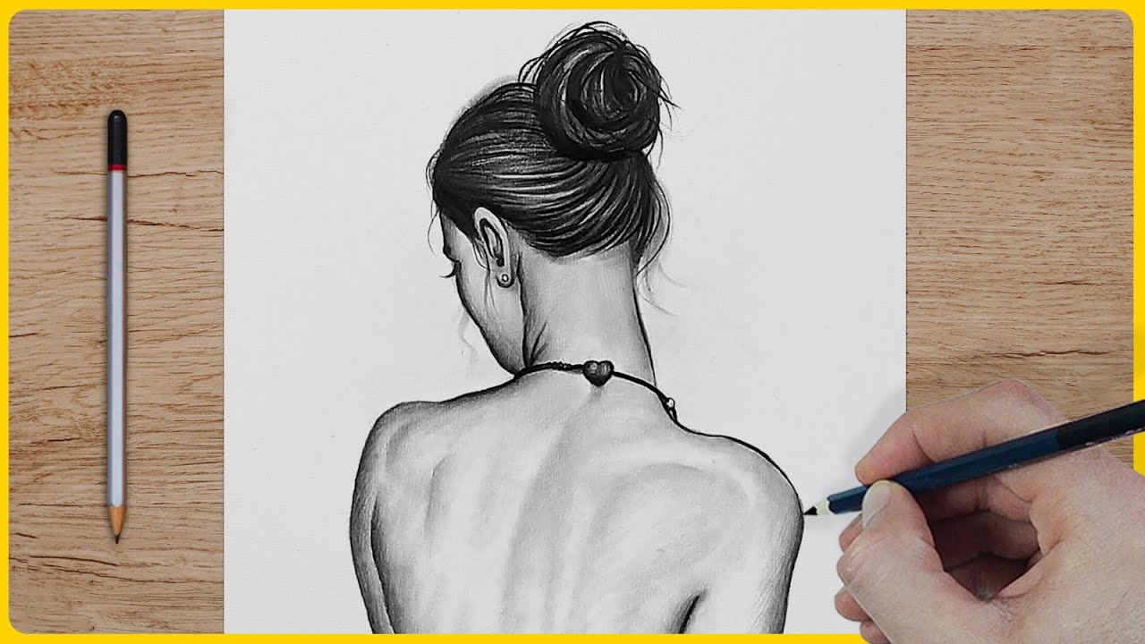 Learn How To Draw a Beautiful Girl From Back Side Drawing - YouTube