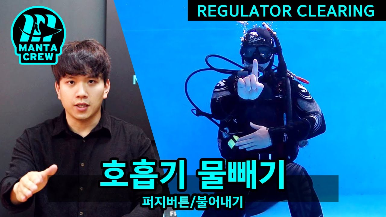 강사 트레이너가 알려주는 스쿠버 다이빙 스킬 [호흡기 물빼기] - 만타크루 / SCUBA Diving - Regulator ...