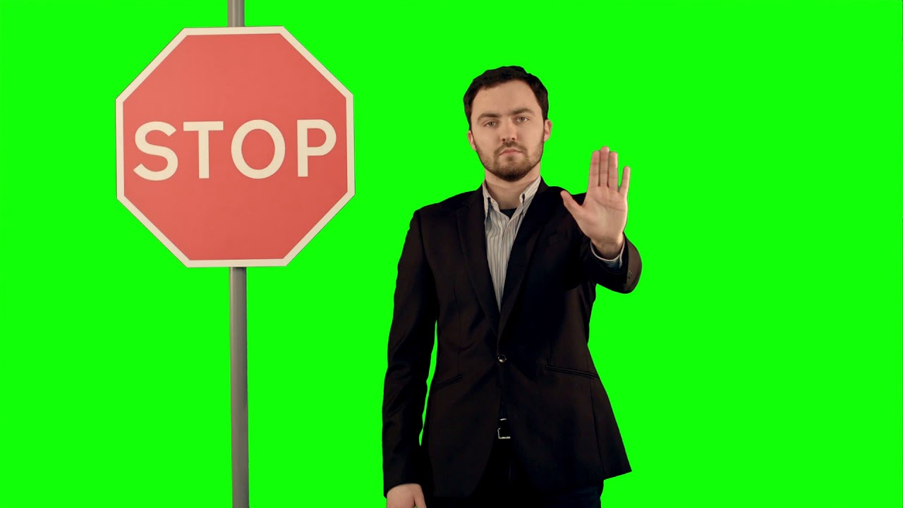 Man with place stop on green screen - Chroma Key - No Copyright - YouTube