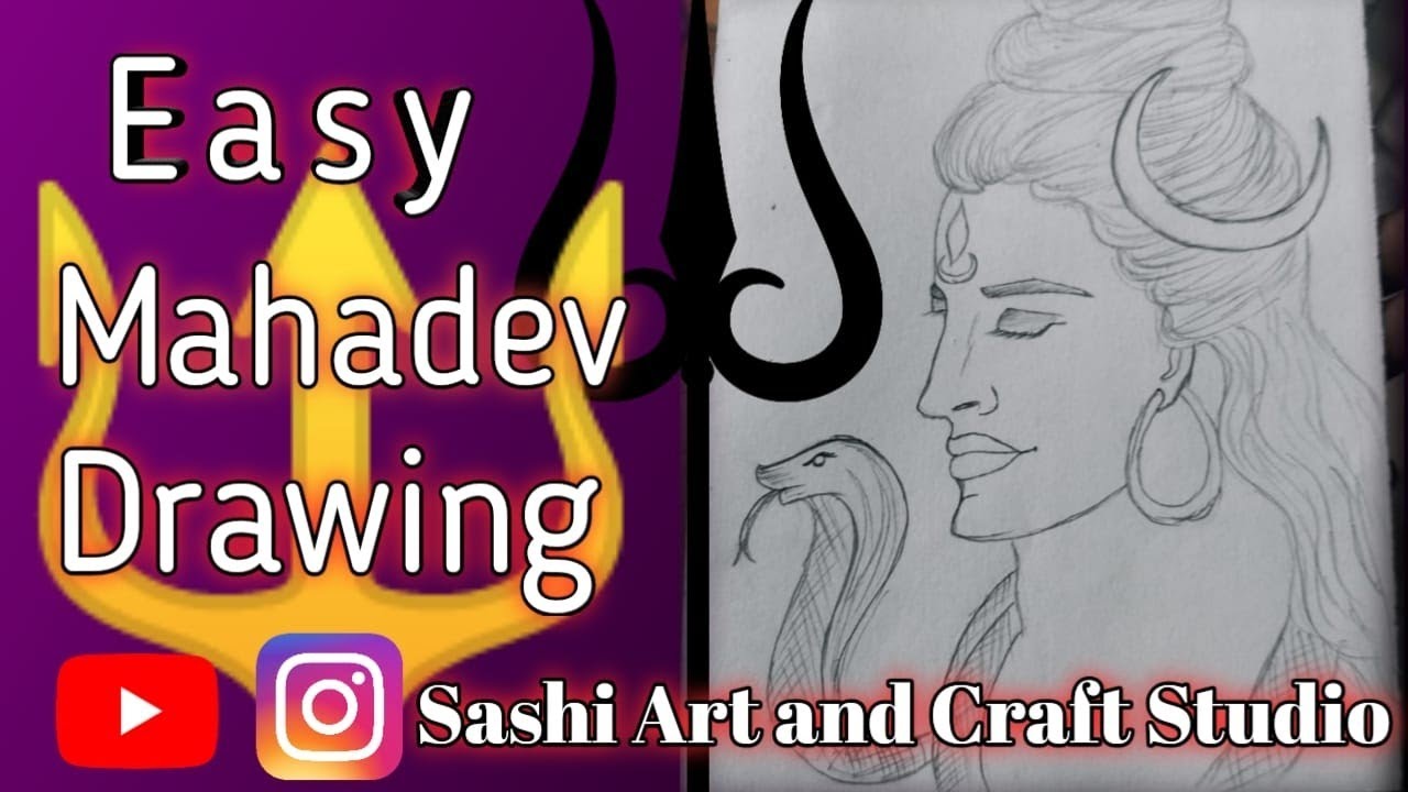 Easy Mahadev drawing |Bholenath drawing step by step🔱||Shivji drawing ...