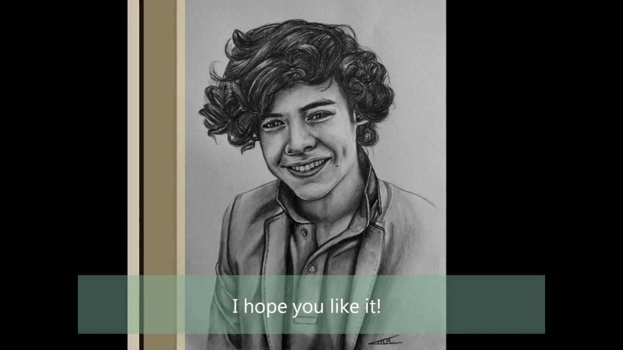 A drawing of Harry Styles of One-Direction by Lmk-Arts! - YouTube