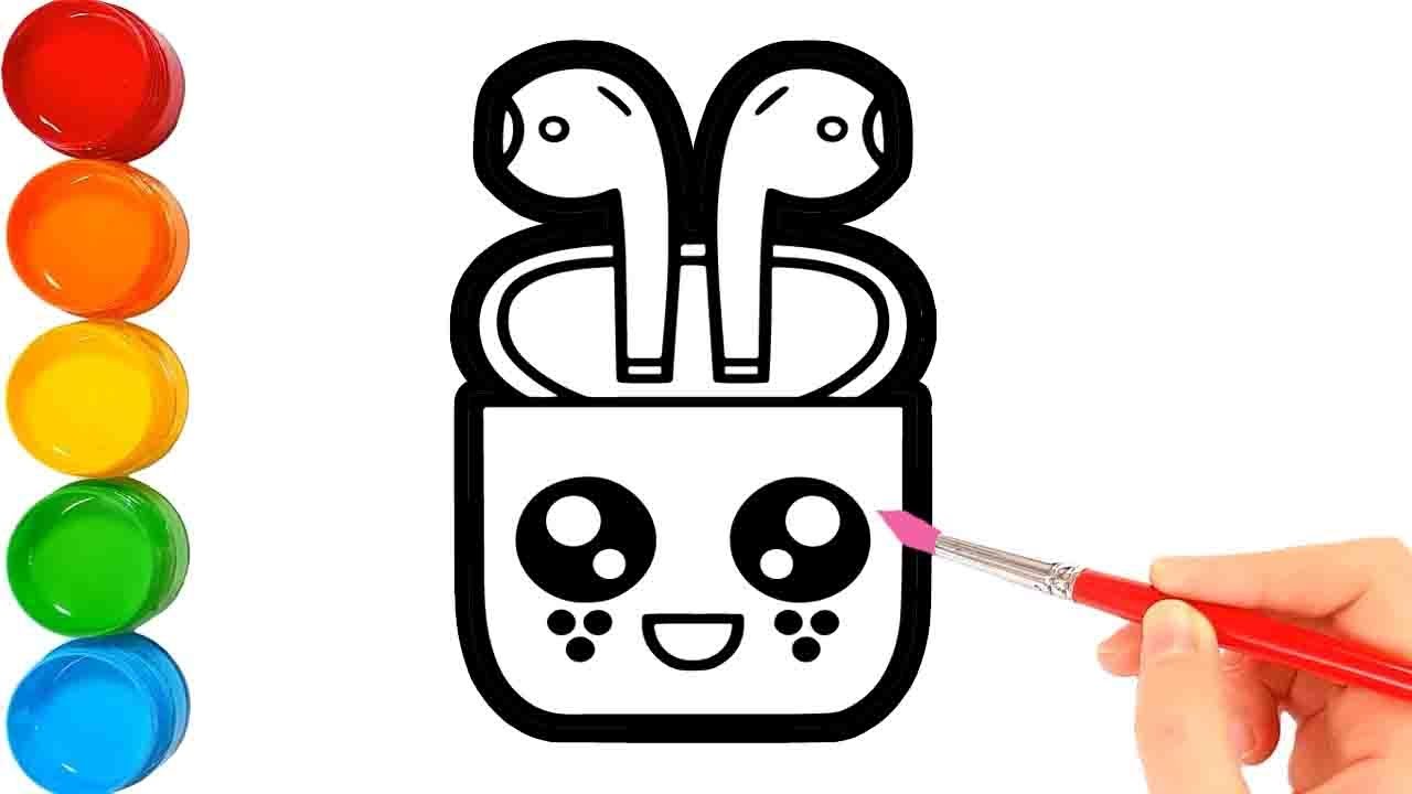 Airpods Pro Headphones drawing and coloring for kids, Toddlers - YouTube