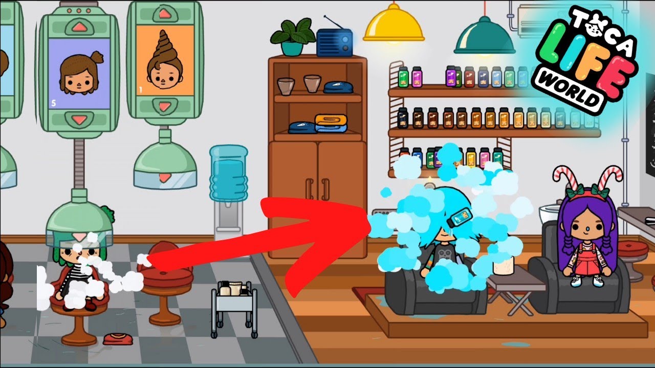 PINTEI MEU CABELO DE AZUL E A DA VOVÓ DE VERDE NO TOCA LIFE WORLD - YouTube