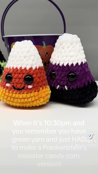 Crocheted Halloween Candy Corn Vampire Candy Corn Frankenstein's ...