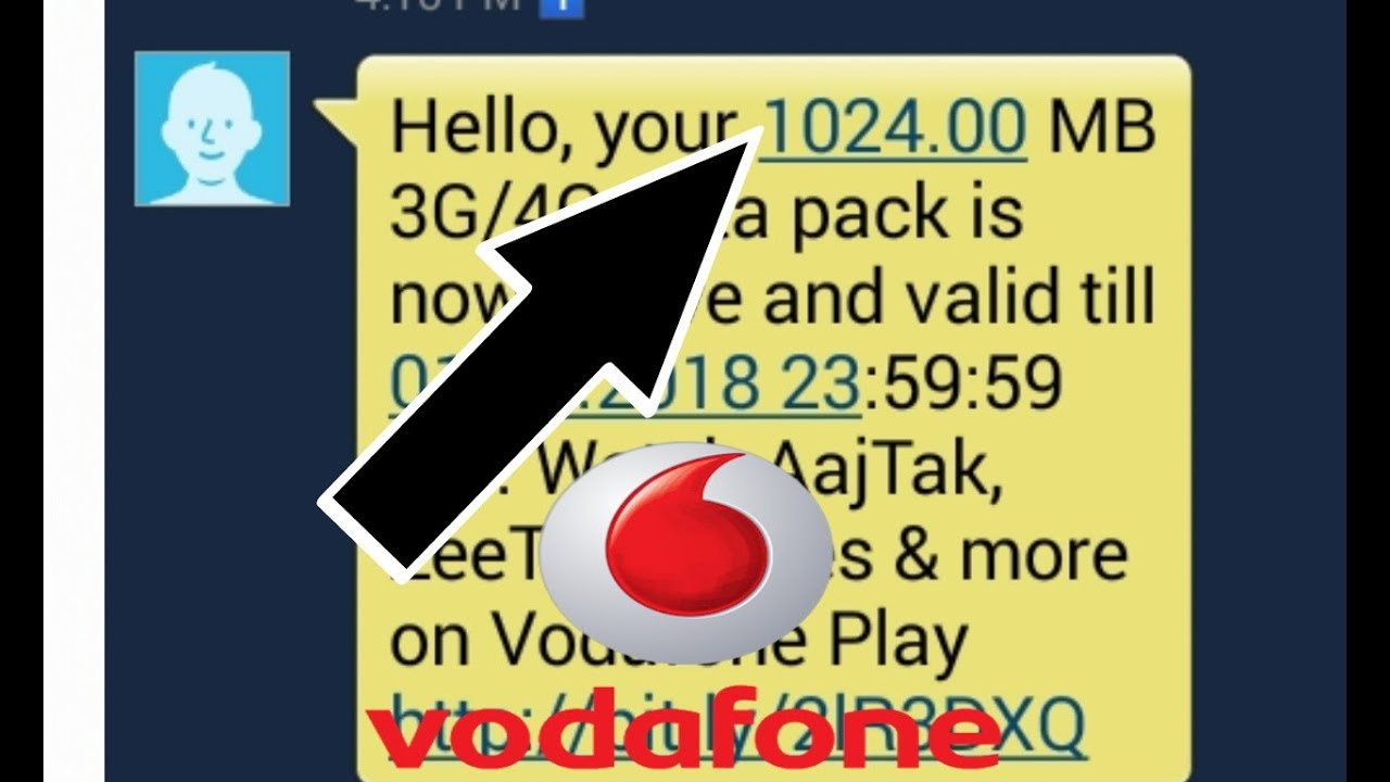 Vodafone free 1gb Internet per day / how to get free data 1gb per day ...