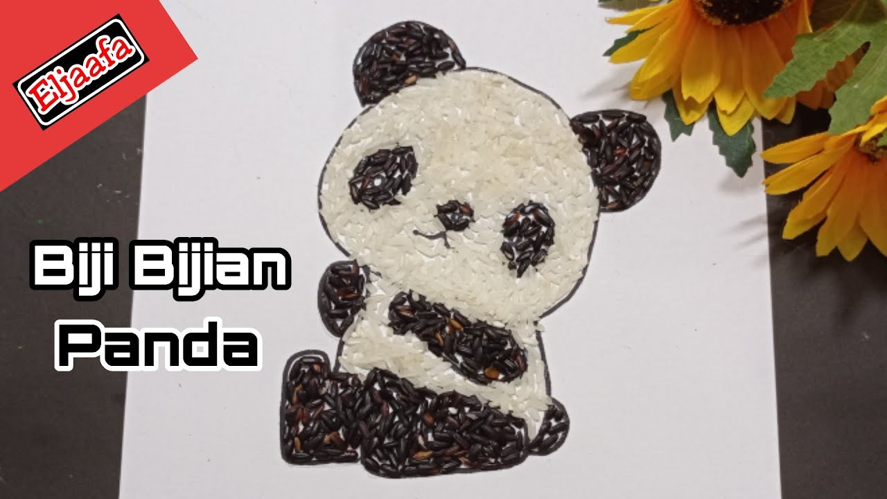 Cara Mudah Membuat Mozaik dari Biji Bijian | Mozaik Hewan Panda Hitam ...