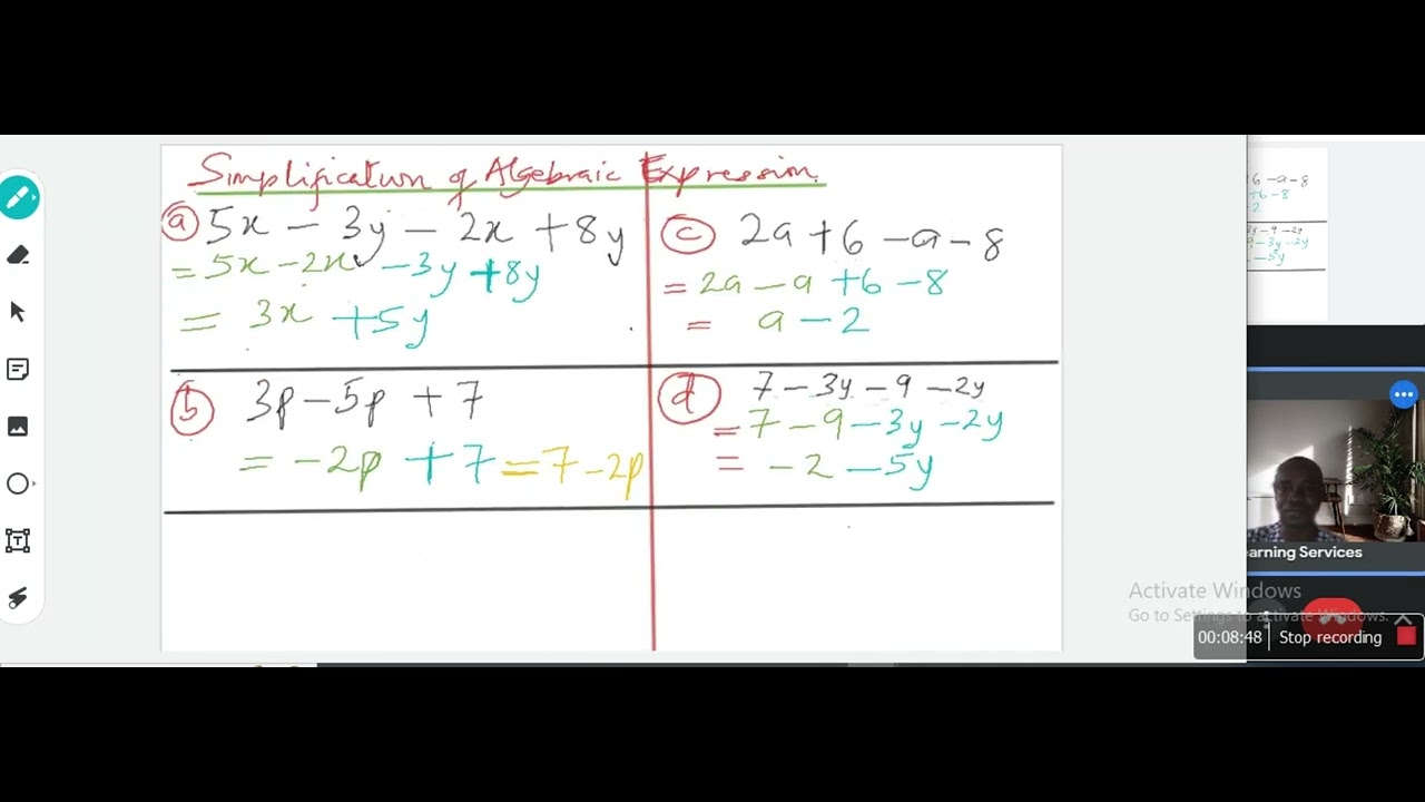 BASIC ALGEBRA A: SIMPLIFICATION OF ALGEBRAIC EXPRESSIONS AND WORD PROBLEMS - YouTube