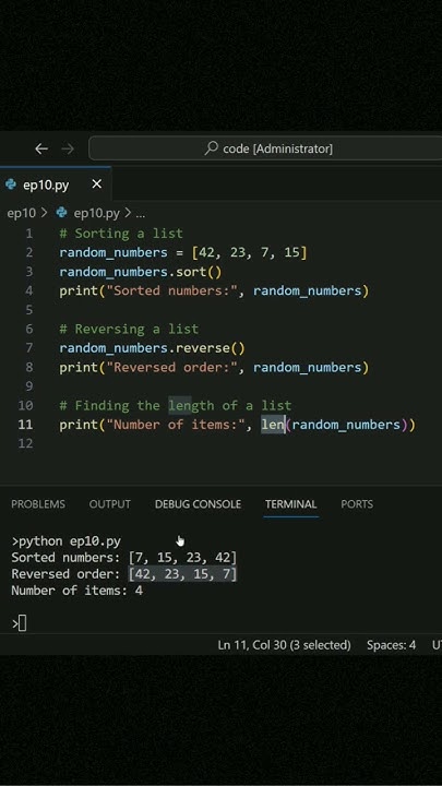 Sorting and get length of python list - YouTube
